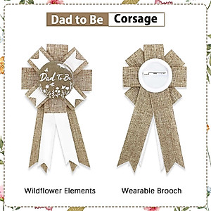 Neutral Mom to Be Sash Baby Shower Decorations,Burlap Baby in Bloom Dad to Be Corsage Wildflower Party Decorations for Pregnant Mommy Dress