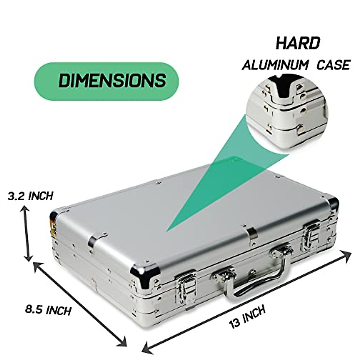 Deluxe Hard Aluminum 200 Battery Storage Organizer case with tester, Safe Fireproof Batteries container holder caddy box with handheld checker, hold 60 AA, 86 AAA, 8 C, 8 D, 8 9V Batteries(no battery)