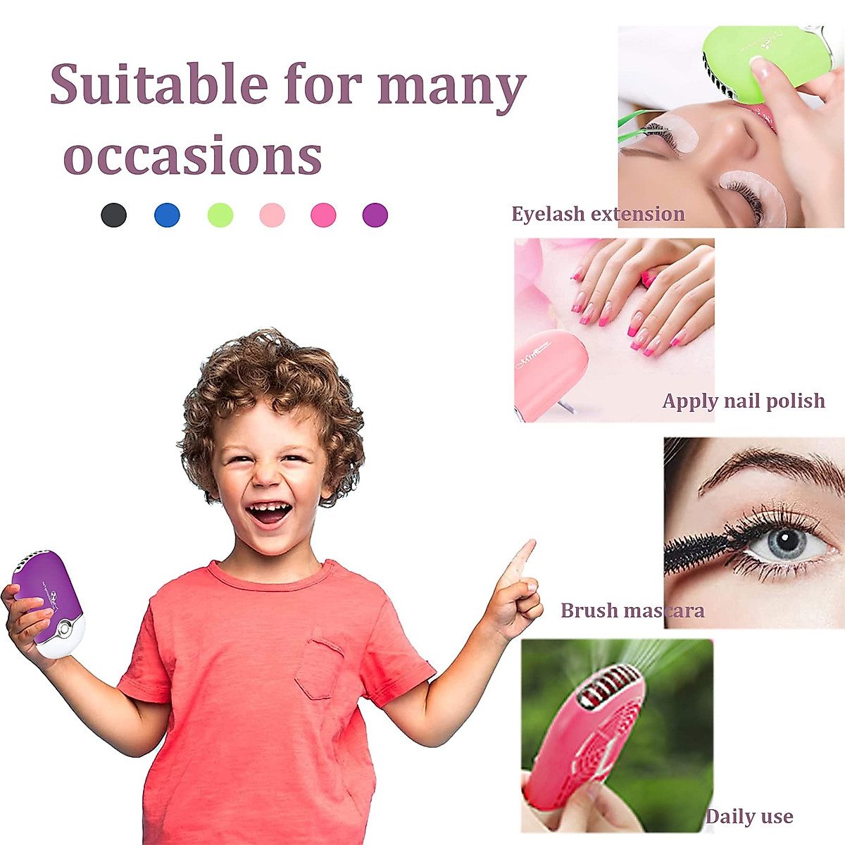 TOEDO USB Mini Lash Fan Dryer Handheld Air Conditioning Blower with Built in Sponge for Eyelash Extension