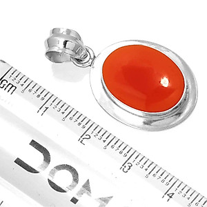 JEWELOPORIUM 925 Silver Pendant for Women Orange Natural Carnelian Stone Statement Silver Pendant Necklace Valentine's Day Gift Fashion Jewelry