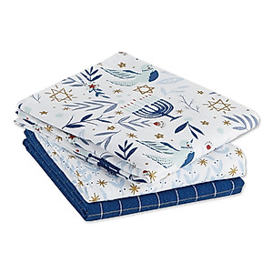 DII Hanukkah Kitchen Collection Festival of Lights Celebration Decor, Dish Towel Set, 18x28, Assorted Hanukkah Blessings, 3 Piece