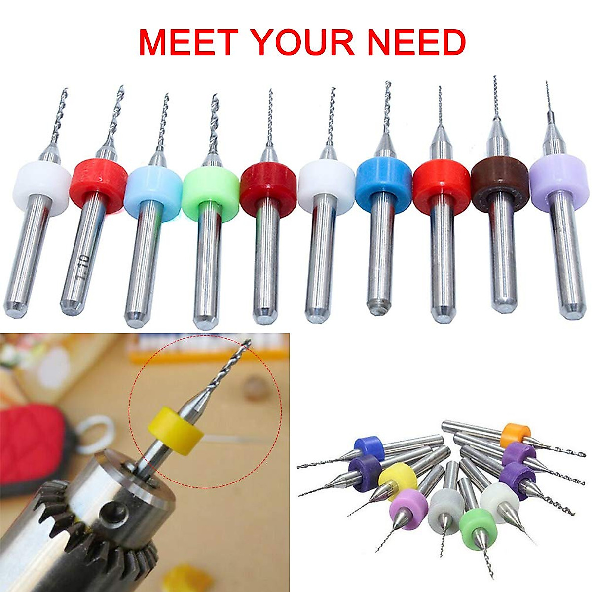 Micro Drill Bits - 10Pcs 0.3mm to 1.2 mm Tungsten Carbide PCB Print Circuit Board Tip Rotary Tool Jewelry CNC Engraving Drill Bits Set for PCB Circuit Board, Dremel PCB Jewelry Making (0.3-1.2mm)