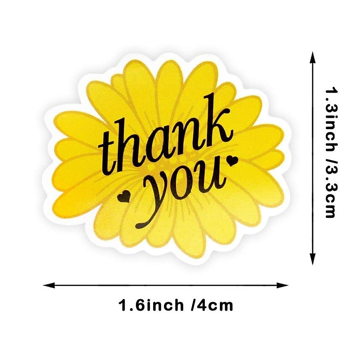 Yellow Thank You Stickers Roll Small Business 500 Pcs Cute Flowers Shape Gift Wrapping Supplies Big Seal Stickers Labels for Packaging