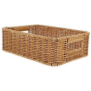 Imitation Rattan Desktop Storage Basket Rectangle Finishing Basket Plastic Rattan