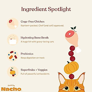 Made by Nacho Wet Cat Food, Cuts in Gravy, Cage-Free Chicken Recipe with Bone Broth for Extra Hydration, (24) 3 oz. Pouches