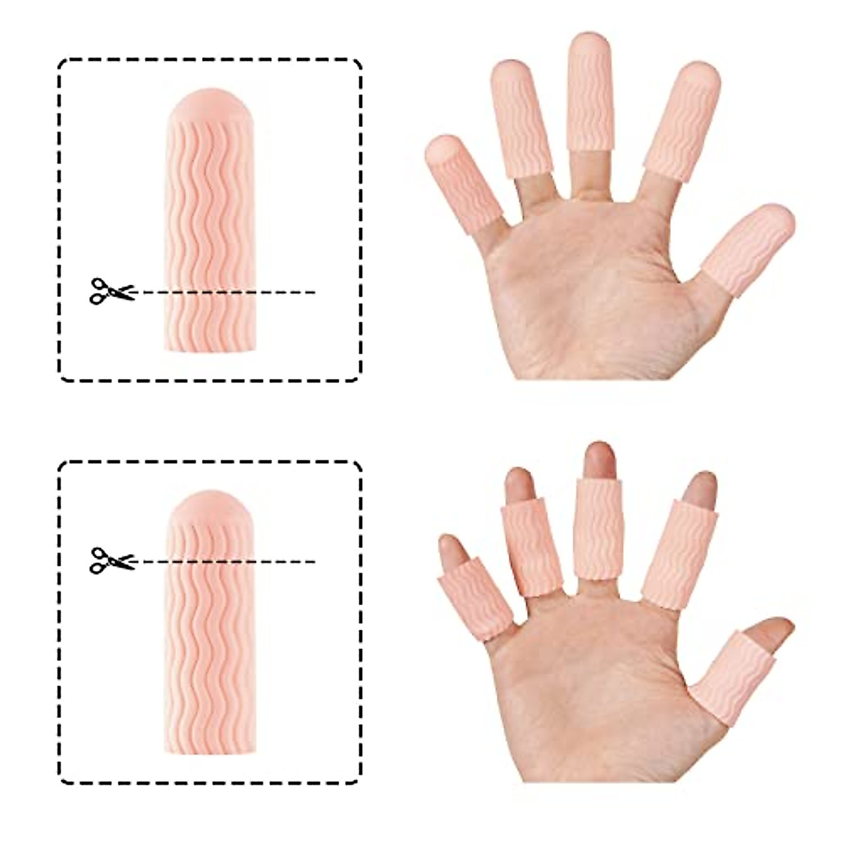 tifanso 12 PCS Finger Cots - Finger Protectors Gel Finger Gloves Covers Fingertip Sleeves Guards for Cracked Skin, Trigger Finger and More, Large Size