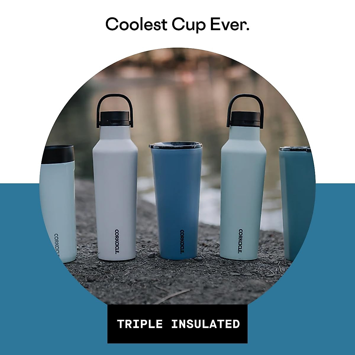 Corkcicle Classic Triple Insulated Coffee Mug with Lid, North Shore, 24 oz – Stainless Steel Travel Tumbler Keeps Beverages Cold 9+hrs, Hot 3hrs – Cupholder Friendly Travel Coffee Tumbler