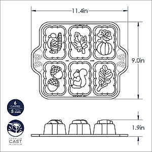 Nordic Ware Harvest Mini Loaf Pan, Bronze, 11.38 x 9 x 1.88 inches, Brown