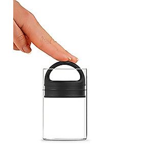 Best PREMIUM Airtight Storage Container for Coffee Beans, Tea and Dry Goods - EVAK - Innovation that Works by Prepara, Glass and Stainless, Soft Touch Black Handle, Mini