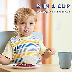 AULEGE Silicone Toddler Cup, 2 Pack BPA Free Silicone Drinking Training Cup for 6 Months+ Babies, 4 fl. oz Tiny Open Cup for Infants (Sage, Ether)