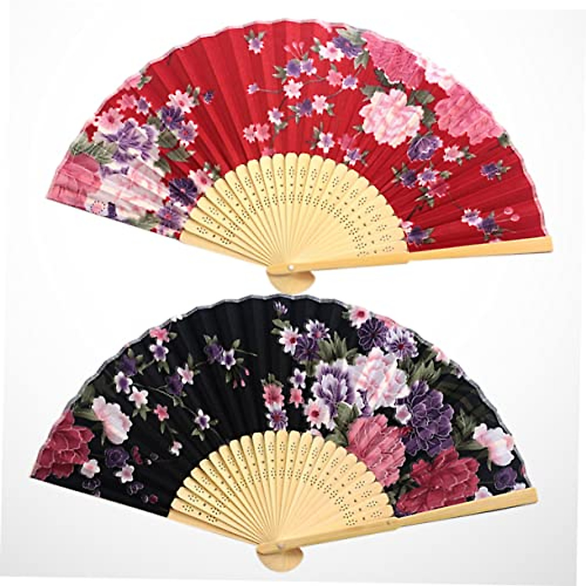 MUSISALY 2pcs fans handheld mini fan hand held fan folding fan mini handheld fan hand fans for women fan mini handheld fans mini hand fan floral fan Japanese-style Miss flowers