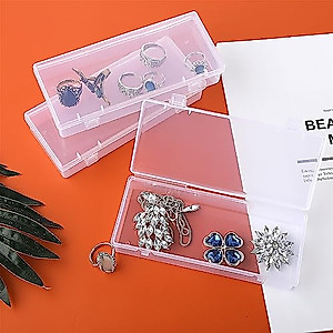 WLLHYF 3Pack Small Plastic Storage Containers with Hinged Lids, Rectangle Clear Plastic Storage Containers Box for Beads Jewelry and Crafts Items (6.1 x 2.56 x 1.18 Inch)