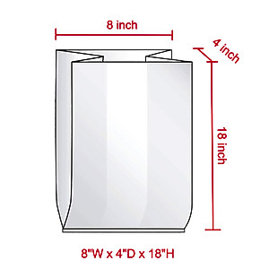 ROYALNA 100ct (8"x4"x18") Large Bread Loaf Packing Bags with Ties, Reusable, Thick Clear Gusseted Grocery Bakery Bags (Large 100ct 8x4x18)