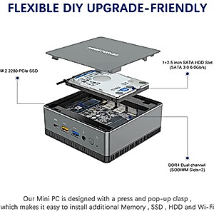 MINISFORUM Mini PC AMD Ryzen 7 3750H UM700 | 16 GB RAM 512 GB PCIe SSD Mini Desktop Computer | Radeon RX Vega 10 Graphics | Dual WiFi BT 5.1 | HDMI/Display/USB-C | 1 X RJ45 | 5X USB Ports