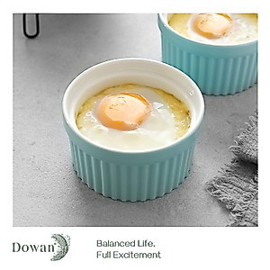 DOWAN 8 oz Ramekins - Ramekins for Creme Brulee Porcelain Ramekins Oven Safe, Classic Style Ramekins for Baking Souffle Ramekins Bowls, Set of 6, Blue