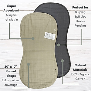 MOZAH Organic Muslin Burp Cloths - 100% Organic Burping Cloths for Babies and Baby Rags or Burp Cloths Baby Boy