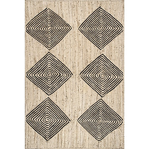 Rugs USA x Arvin Olano Axel Diamond Jute Area Rug, 5x8, Natural