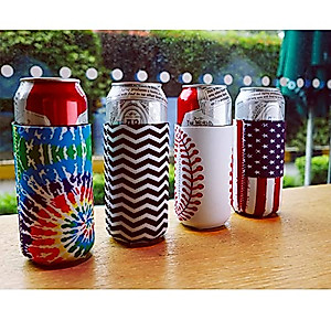 Heyah 4 Pack 12oz Slim Beer Can Cooler Sleeves, Neoprene Beer Can Cooler Bulk, Collapsible Insulators Cooler Cover Fits for White Claw/Spiked Seltzer and More