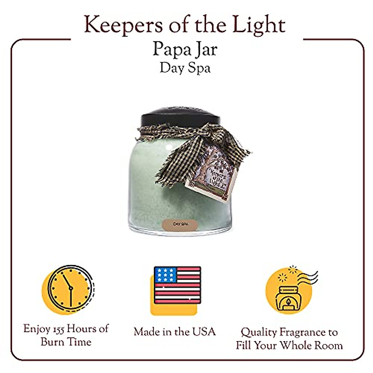 A Cheerful Giver — Day Spa - 34oz Papa Scented Candle Jar with Lid - Keepers of the Light - 155 Hours of Burn Time, Gift Candle, Green