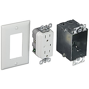 Legrand - OnQ Duplex Outlet Kit Provides Power and Surge Protection to Networking, Power Outlet Kit with Recessed Outlet Compatible with Standard Knockouts, Recessed Power Outlet, 36456902V1
