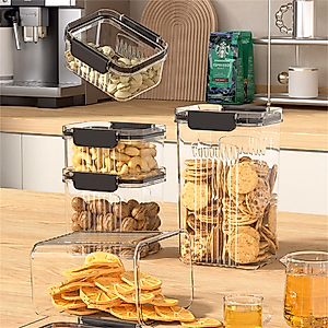 Food Storage Containers Set with Lids BPA Free Plastic Dry Food for Kitchen Pantry Plastic Leak-proof for Organizing Flour Sugar Rice Cereal Spaghetti Baking Supplies Easy Pouring Lid