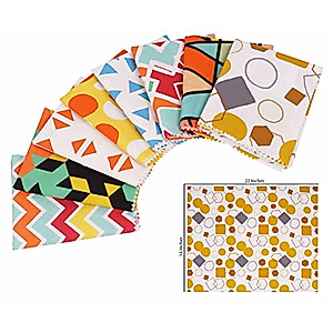 Soimoi 8 Pc Fat Quarter Bundle, Geometric Abstarct Collection Print 18"x 22" DIY Patchwork- 100% Cotton Pre-Cut Quilting Fabric Multicolor