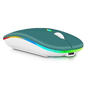 UrbanX Bluetooth Rechargeable Mouse for ASUS Vivobook 17.3" Laptop Bluetooth Wireless Mouse Designed for Laptop/PC/Mac/iPad pro/Computer/Tablet/Android RGB LED Deep Green