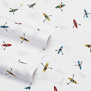 Eddie Bauer - Queen Sheets, Cotton Percale Bedding Set, Crisp & Cool Home Decor (Kayaks, Queen)