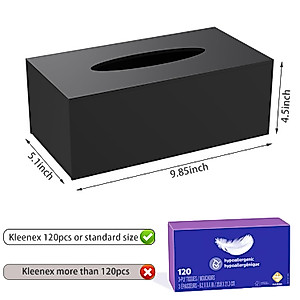 Acrylic Tissue Box Holder, PITBVO Rectangular Shiny Black Tissue Box Cover, Table Facial Napkin Dispenser for Car, Bathroom, Bedroom, Kitchen, Office, Living Room, Counter, Hotel Use