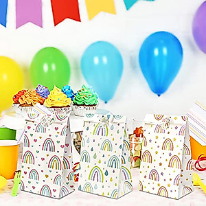TOSPARTY Unicorn Rainbow Party Favors Candy Treat Gift Bags with Stickers for Birthday Wedding Baby Shower Party Supplies (bkue)
