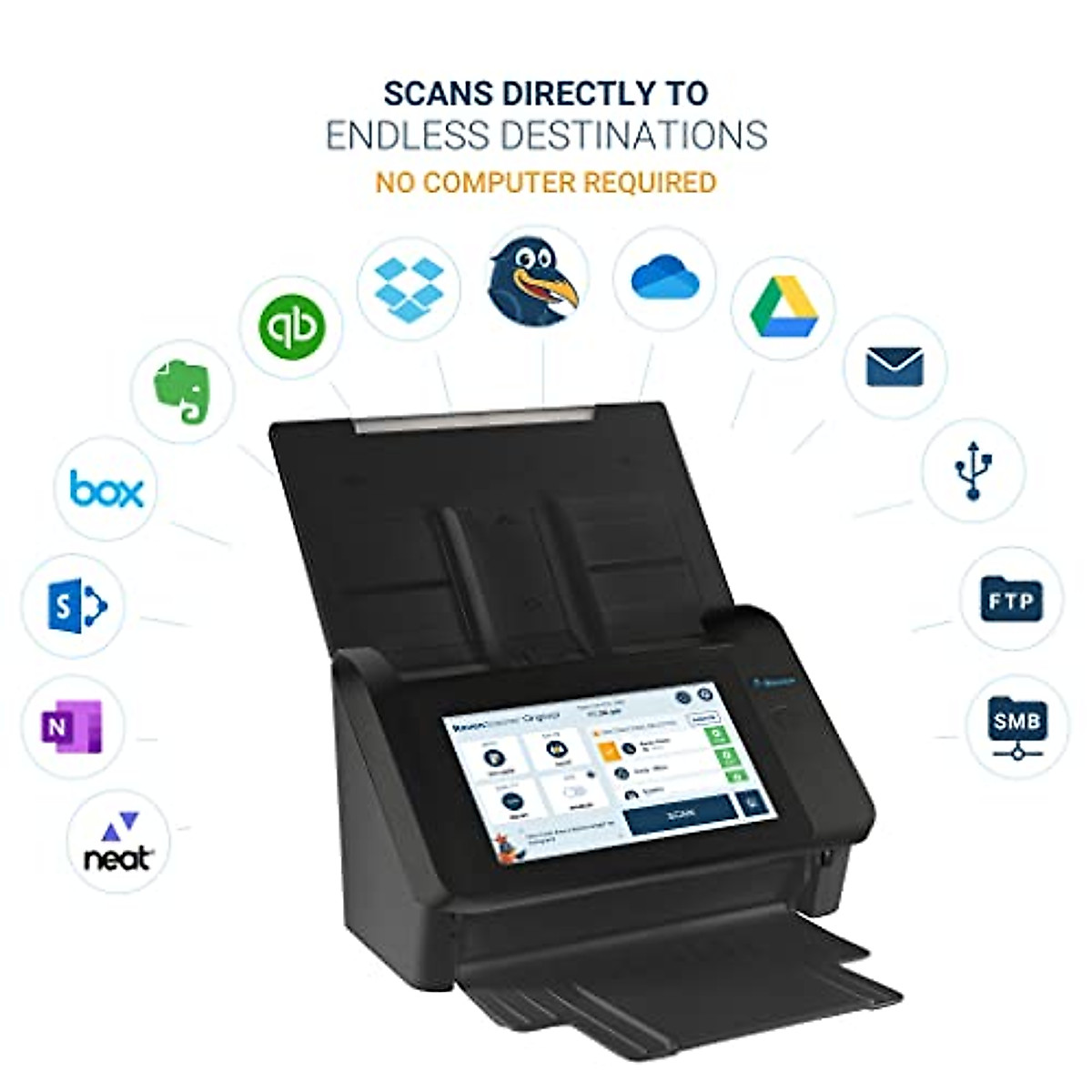 Raven Original Document Scanner - Huge Touchscreen, Color Duplex Feeder (ADF), Wireless Scanning to Cloud, WiFi, Ethernet, USB, Home or Office Desktop (2nd Gen) (Renewed)