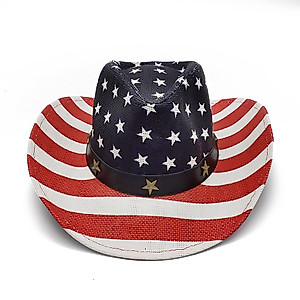 Cowboy Hats, Classic American Flag Summer Sunhat Western Cowboy Hat for Men Boys