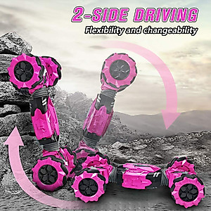 NQD Gesture Sensing Remote Control Car for Boys 1:14 Scale Transform RC Stunt Car 25Km/h Double Sided Rotate 360° Flips with Lights Music Birthday Xmas Gifts for Boys, Green