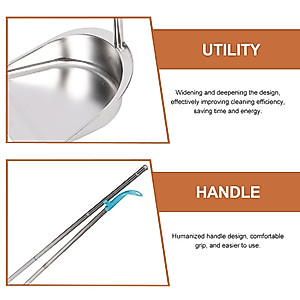 HOLIDYOYO Broom and Dustpan Set with Long Handle Stainless Steel Broomstick Standing Dust Pan for Floor Home Office Lobby A