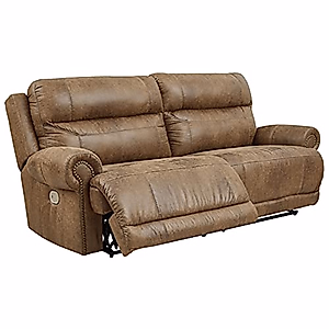 Signature Design by Ashley Grearview 2 Seat Power Reclining Sofa with Adjustable Headrest, Light Brown