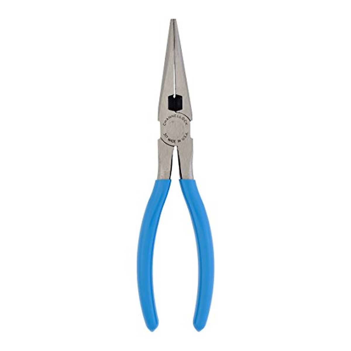 Channellock 317 8-Inch Long Nose Plier with Side Cutter | Needle Nose Pliers with Knife and Anvil - Style Side Cutter | Crosshatch Jaw Forged from High Carbon Steel for Maximum Grip on Materials | Specially Coated for Rust Prevention | Comfort Grips , Blu