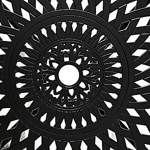 Outsunny 30" Round Patio Dining Table with Umbrella Hole, Antique Cast Aluminum Outdoor Bistro Table Only, Black