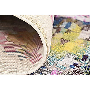 Unique Loom Estrella Collection Abstract, Bright Colors, Distressed, Modern Area Rug, 8 ft x 11 ft, Multi/Beige