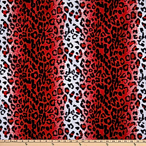 Fabric Base Velboa Smooth Wave Prints Leopard Red / White Fabric by the Yard
