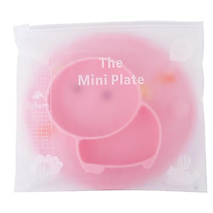 Lightening Corp Baby Silicone Plate, Toddler Suction Plates Mini Plate Placemat for Kids and Infants Self Feeding, BPA Free, Microwave & Dishwasher Safe (Blush) Pig Designed One Size