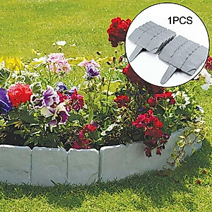 20 pcs Stone Effect Plastic Palisade Fence, Garden Border Edging Gray Stones Effect Fence in Lawn Edging Plant Border Garden Landscape Edging (Black)