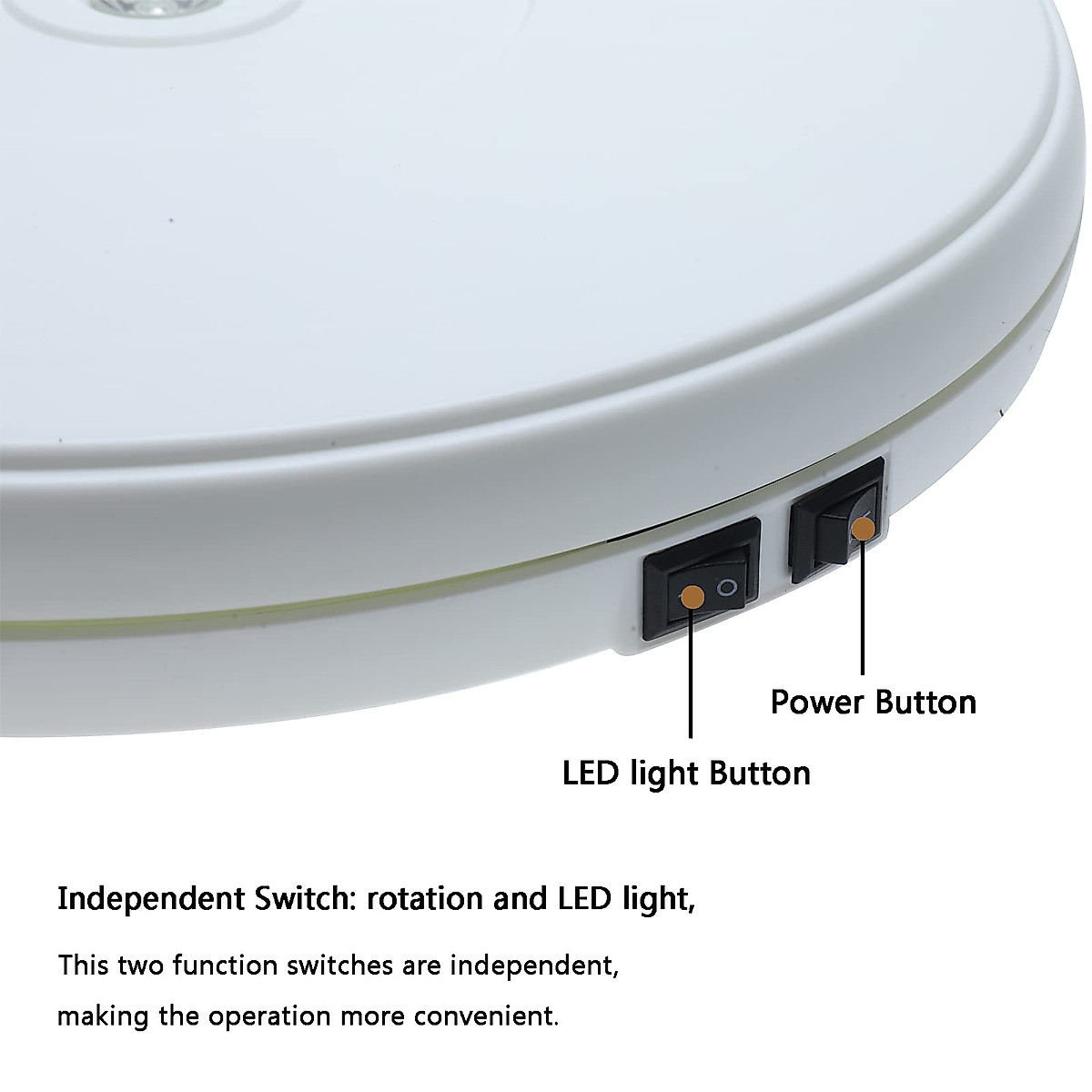 Erfo Motorized Rotating Turntable with LED, 10inch/25cm Diameter Electric Display Turn Stand, 360 Degree Rotation for Showing Jewelry, Watch, Digital Product, Wine, Collectibles (White)