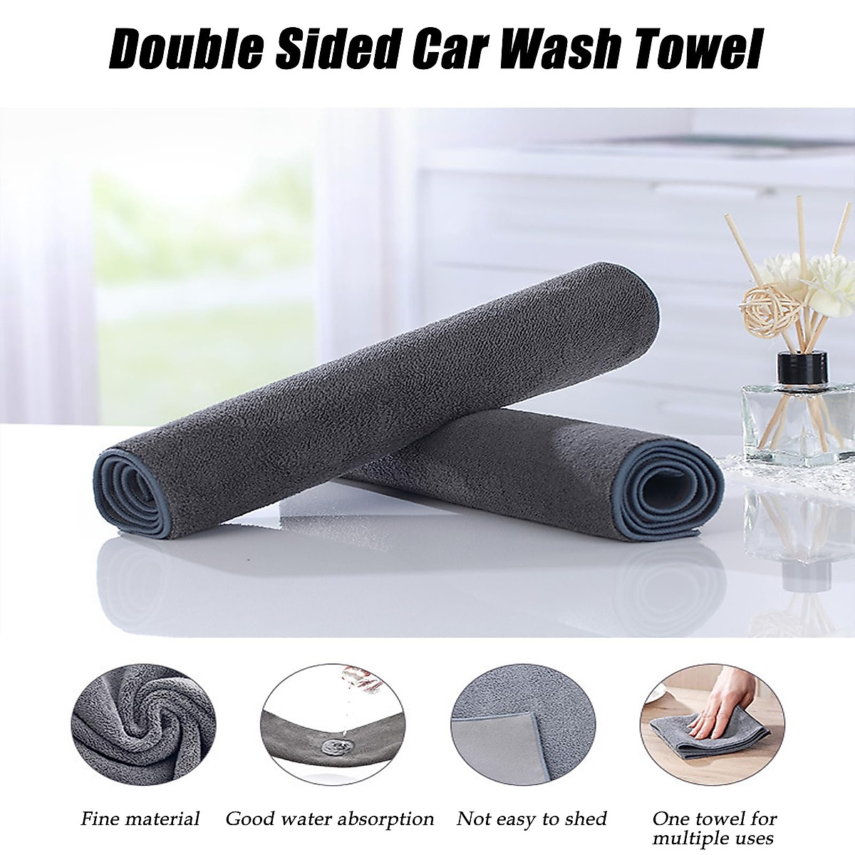 Vingtank 2Pcs Sponge Car Drying Towel - Extra Large Super Absorbent Microfiber Towel for Quick & Effortless Auto Detailing