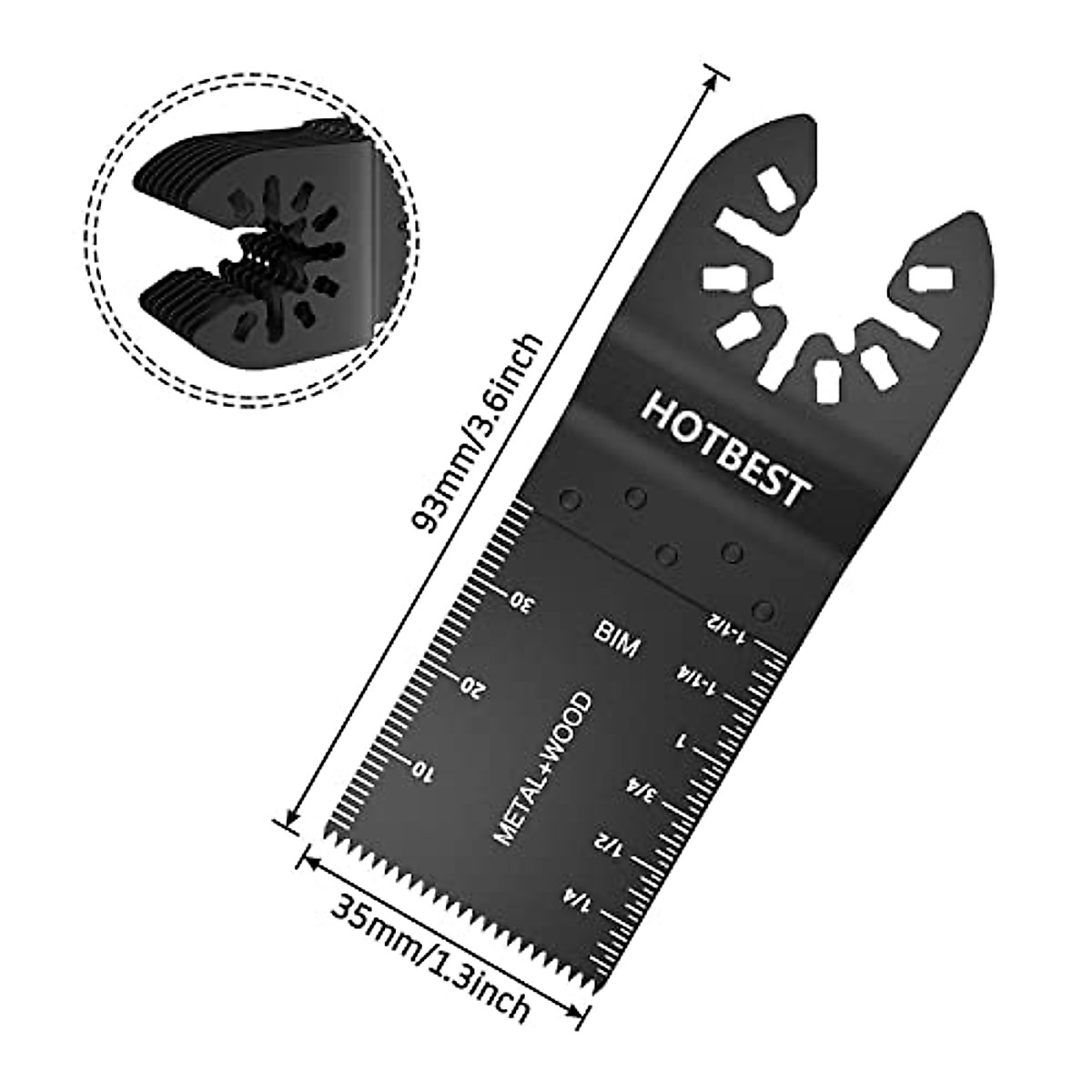 HOTBEST 50 Pack Bi-Metal Oscillating Multi Tool Quick Release Saw Blades Multitool Blade Fits for Porter Cable,Rockwell,Makita,Black & Decker Dremel etc.