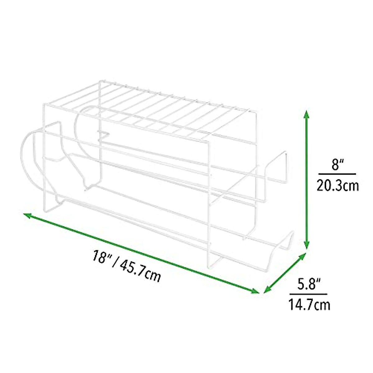mDesign 2-Tier Metal Wire Standing Pop/Soda and Food Can Dispenser Storage Rack Organizer with Top Shelf for Kitchen Pantry, Countertop, Cabinet - Holds 12 Cans - 2 Pack - White