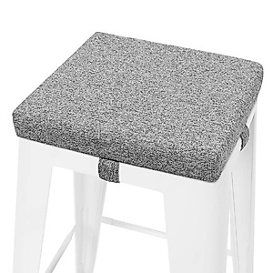 Tromlycs 12x12 Chair Cushion Bar Stool Square Seat Cushion with 4 Velcro Straps Slip Resistant Textured Wooden Metal Small Bar Stool Cover - Gray (1 Pack)