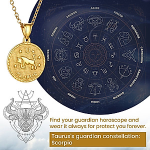 GOLDCHIC JEWELRY Women's Taurus Necklaces, 12 Constellation Gold Tau Pendant Necklace Star Sign Jewellery Gifts