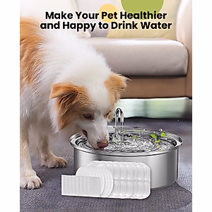 oneisall Dog Water Fountain for Large Dogs,7L/230oz/1.8G Stainless Steel Dog Fountain Super Quiet with Triple Filtration,Great for Large Dogs Cats and Multi-Pet Home (8Set Filters for 7L Dog Fountain)