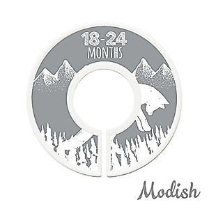 Modish Labels Baby Clothes Size Dividers, Baby Closet Organizers, Closet Size Dividers, Baby Closet Organizers, Clothes Organizer, Neutral, Boy, Girl, Woodland Animals, Tribal, Nordic (Gray)