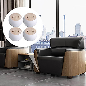 Mysummer 4PCS White Round Bun Feet Wood Sofa Legs Solid Wood Furniture Legs for Cabinet Sofa Ottoman TV Stand Loveseat Dresser